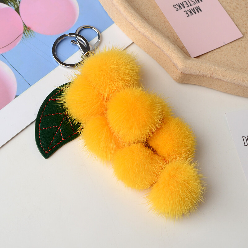Cute Real Mink Fur Grape Keychain Pompom Ball Bag Car Phone Pendant ...