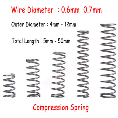 10Pcs Compression Spring Wire Diameter 0.6mm 0.7mm Length 4mm-12mm ...