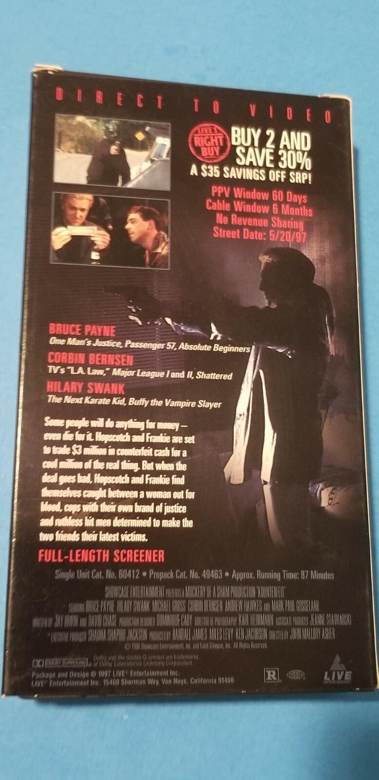 KOUNTERFEIT VHS SCREENER HILARY SWANK, BRUCE PAYNE 1997 | eBay