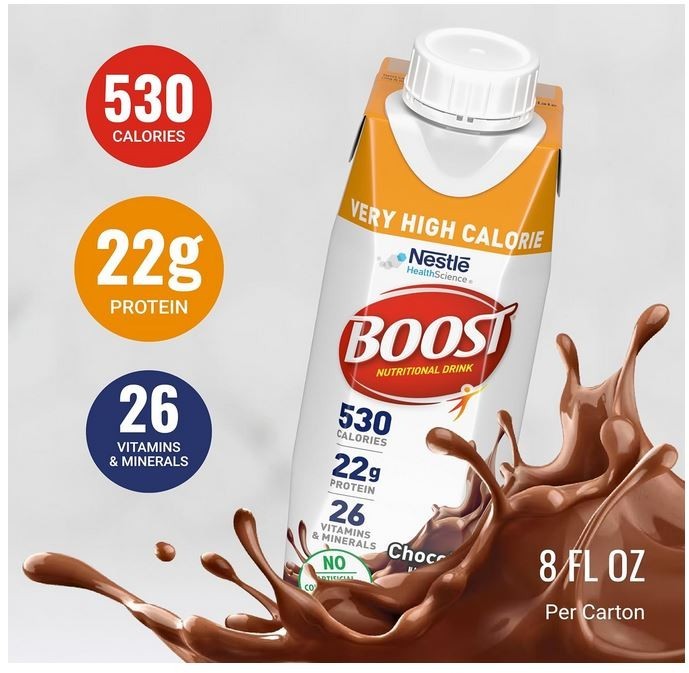 BOOST Very High Calorie Nutritional Drink – Chocolate - 8 fl oz (Pack ...