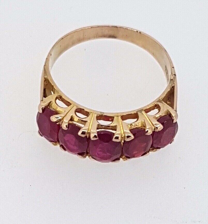 18k Synthetic Ruby Ring_five Rubies | eBay