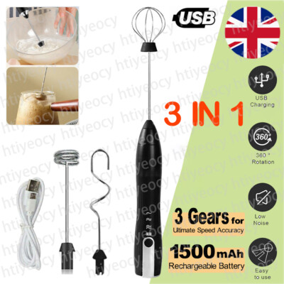 Electric Milk Coffee Frother USB Egg Beater Handheld Whisk Drink Frappe ...