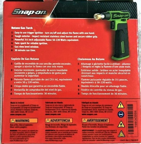 Snap-on Green Butane Gas Torch TORCH300G for sale online | eBay