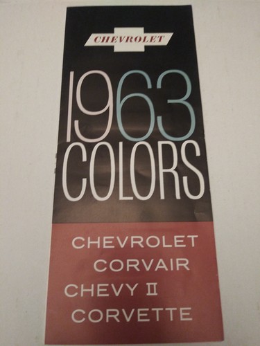 1963 ORIG.CHEVROLET/CORVETTE/IMPALA SS/CORVAIR PAINT CHIP COLOR MANUAL ...
