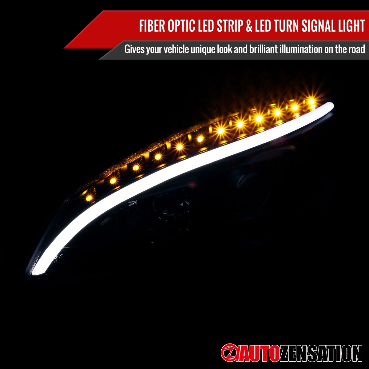 Fit 2008-2011 Benz W204 C280 C300 C350 Black LED Strip Projector ...