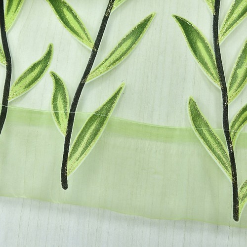 Green Willow Twigs Pattern Room Voile Window Sheer Drapes Voile Curtain ...