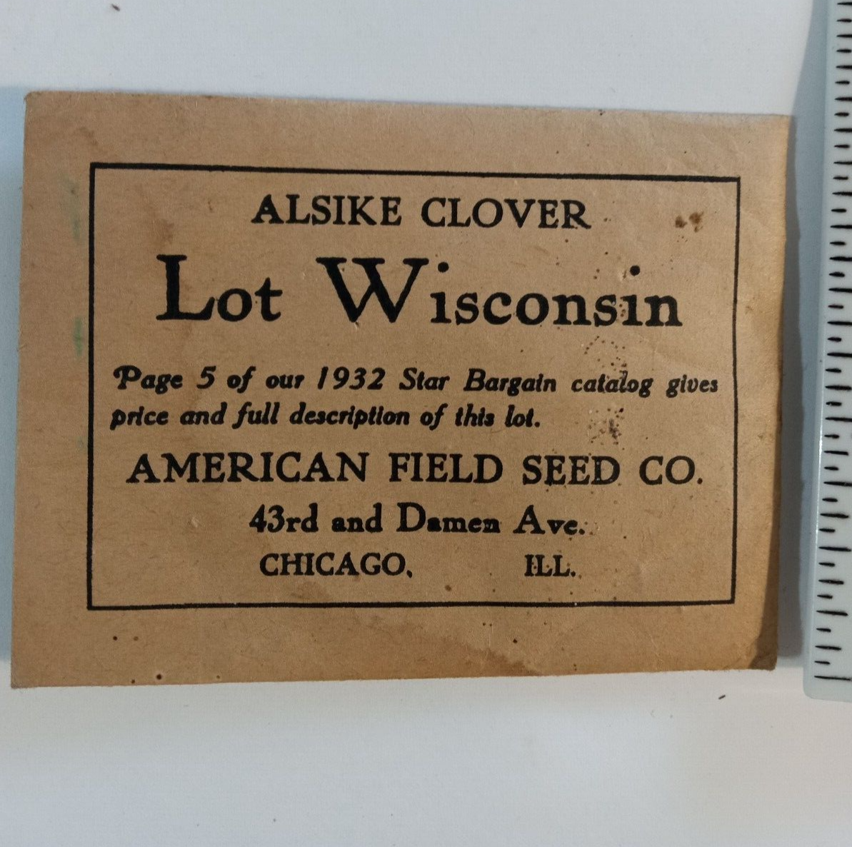 1932 ALSIKE CLOVER WISCONSIN FARM AMERICAN FIELD SEED CO. PACKET HAY ...