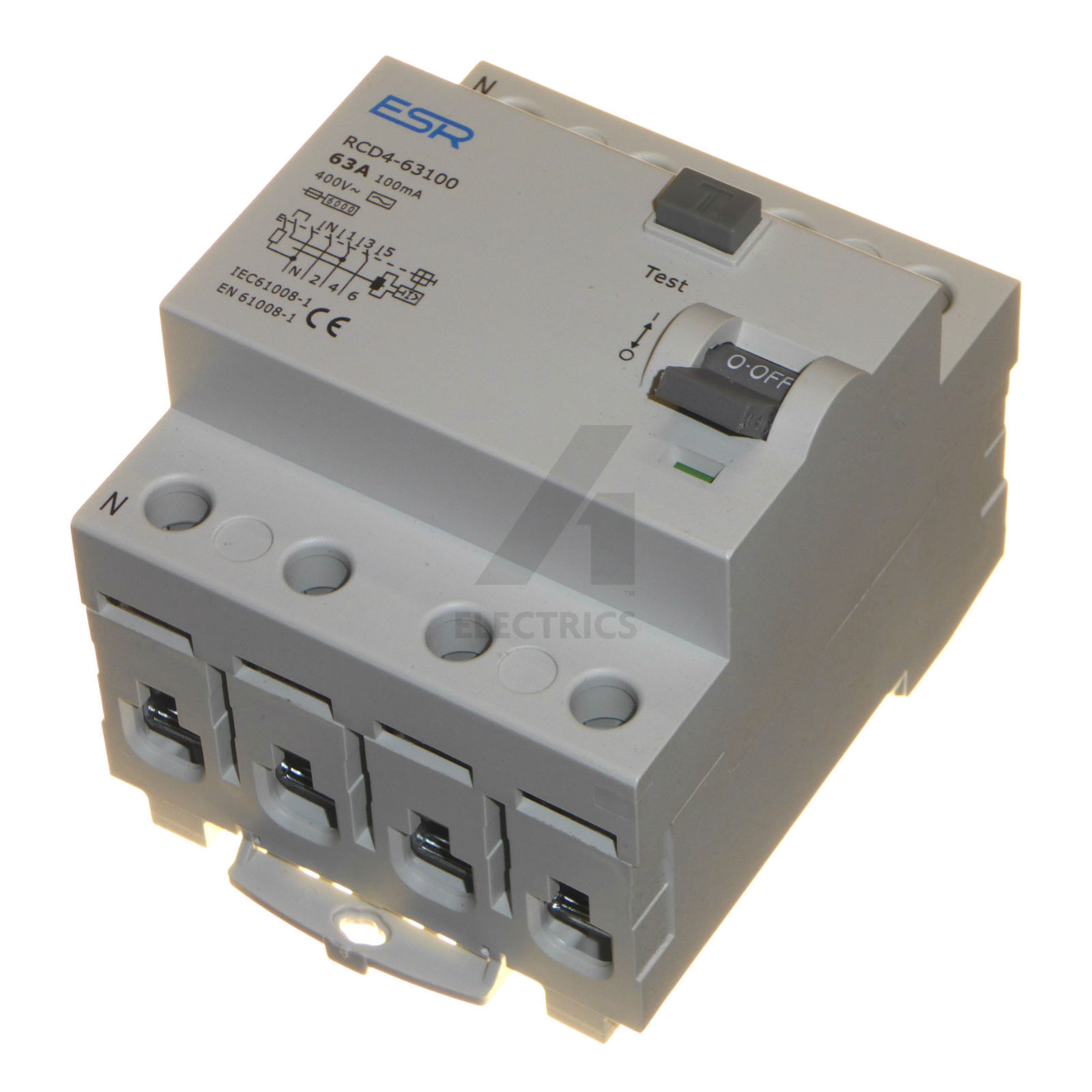 63A 80A 100mA RCD 4 pole trip safety switch RCCB 63 or 80 amp 3 phase ...