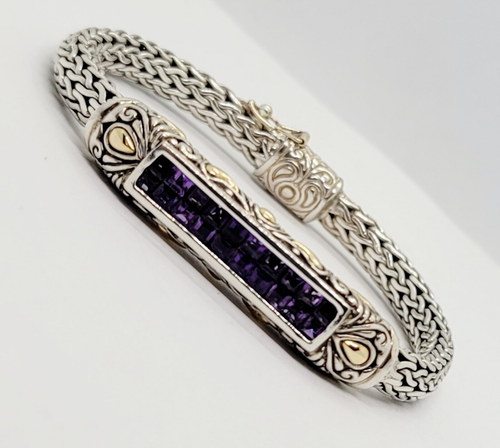 Samuel B Benham BJC Sterling Silver & 18k Gold 20 Purple Amethyst Wheat ...