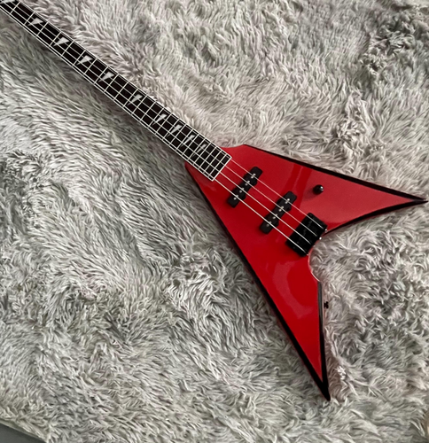 Custom 4-strings Electric Bass Guitar Red Jack 24 Frets Black Hardware ...