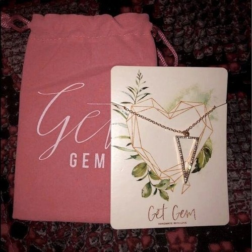 Get Gem Pave Crystal Triangle Necklace Gold Plated | eBay