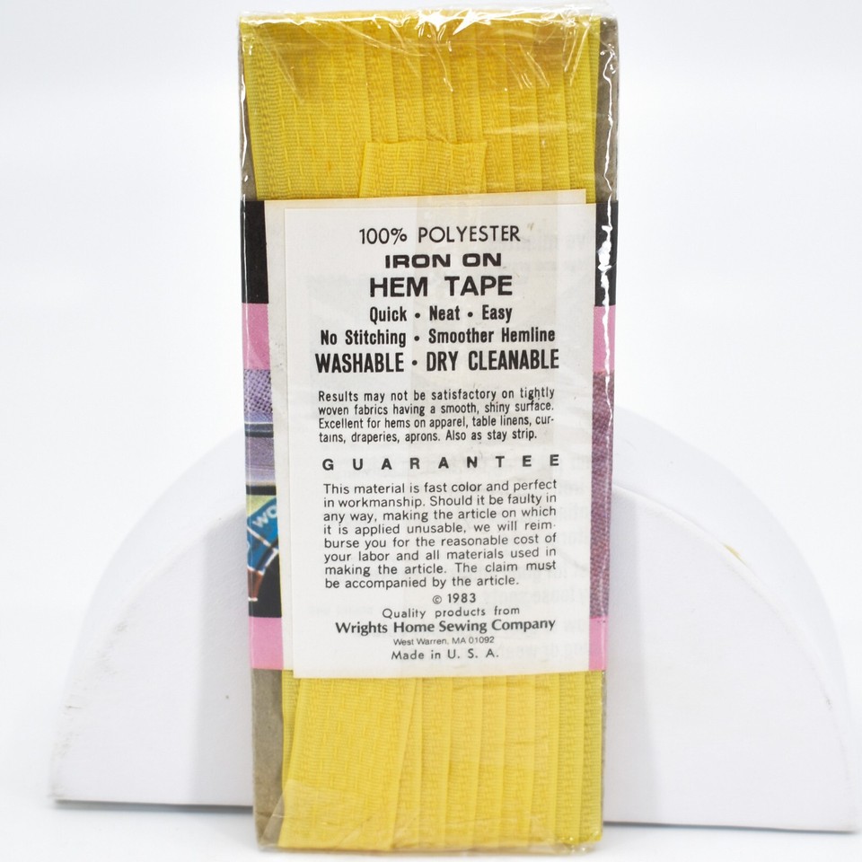 Vtg 1983 Wrights Yellow 79 100% Polyester Iron On Hem Tape 3yds 116 608 ...