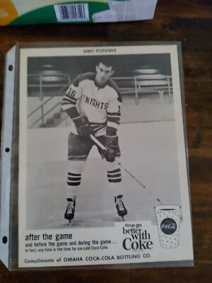 1966-67 Omaha Knights Hockey Coca-Cola Sandy Fitzpatrick Photo Coke ...