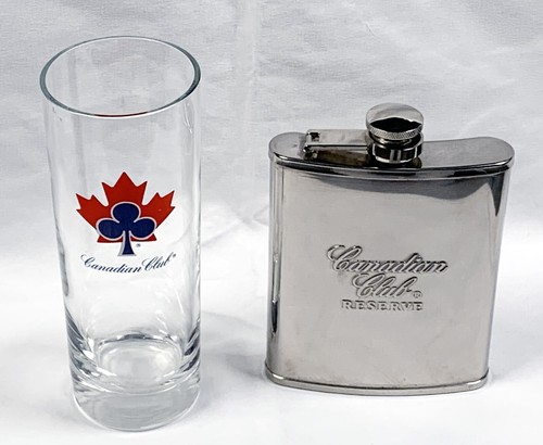 Canadian Club Whisky Tall Cocktail Glass & Metal Flask | eBay
