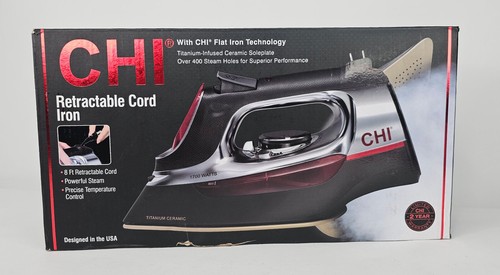 CHI Titanium Infused Ceramic Soleplate Steam Iron With Retractable Cord ...