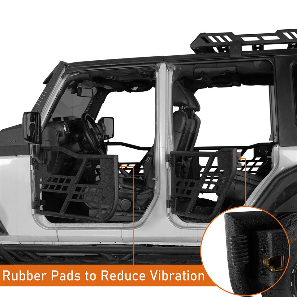 Rock Crawler Tube Door + Rear View Mirror Set for 07-18 Jeep Wrangler ...