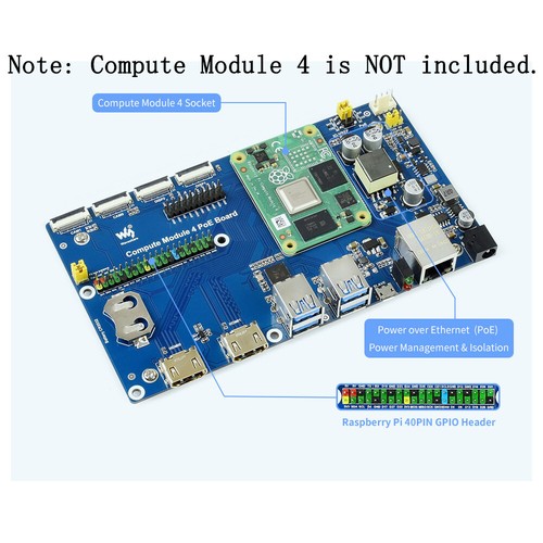 POE USB Ethernet IO Carrier Board for RPI Raspberry Pi Compute Module 4 ...