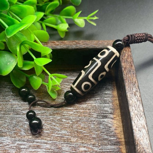 Natural Black Tibet Agate Dzi Heaven Nine Eyes Bead Pendant Healing ...