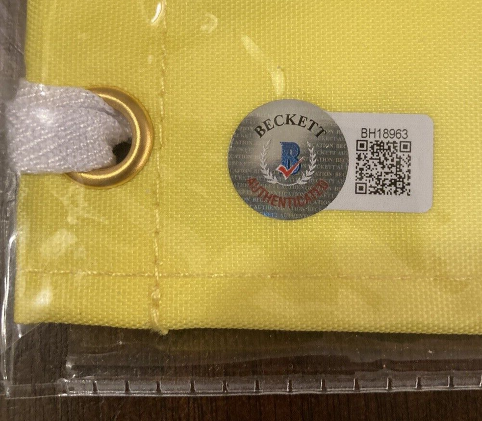 Larry Mize signed 2023 Masters golf Flag "LAST MASTERS" Beckett Cert | eBay