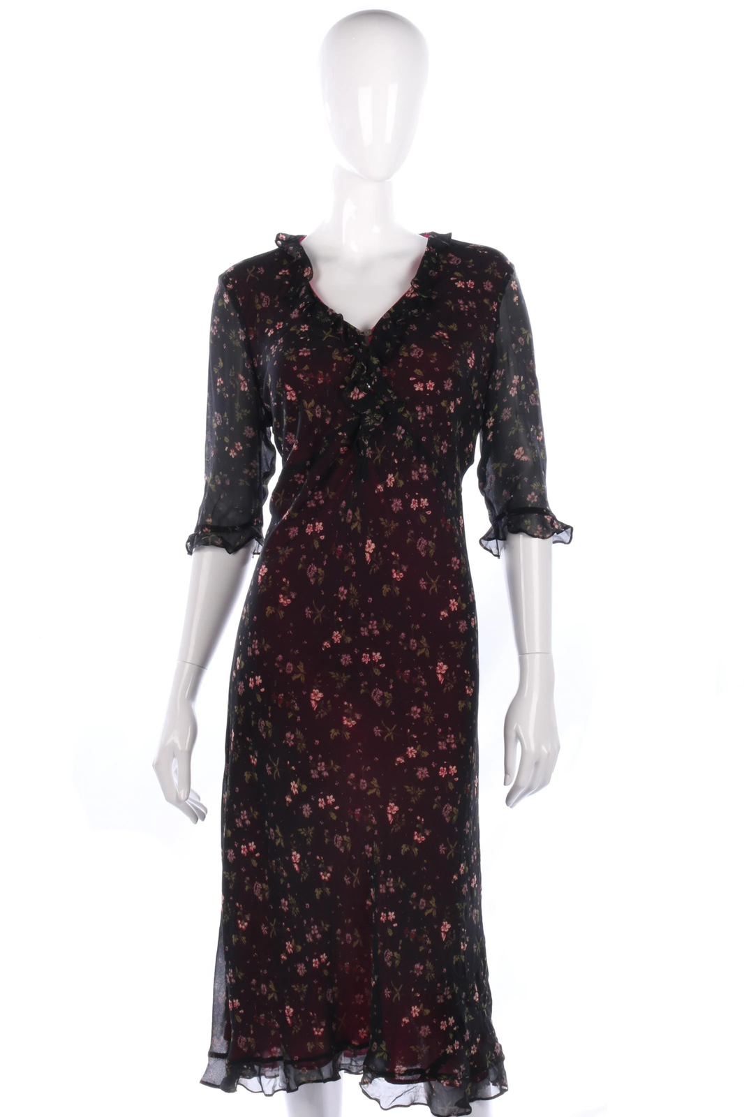 Patsy Seddon Tea Dress Silk Purple Floral Pattern Size 16 | eBay UK