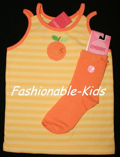 NWT Gymboree TUTTI FRUITY 2p Orange Striped Tank TOP Shirt SOCKS Girls ...