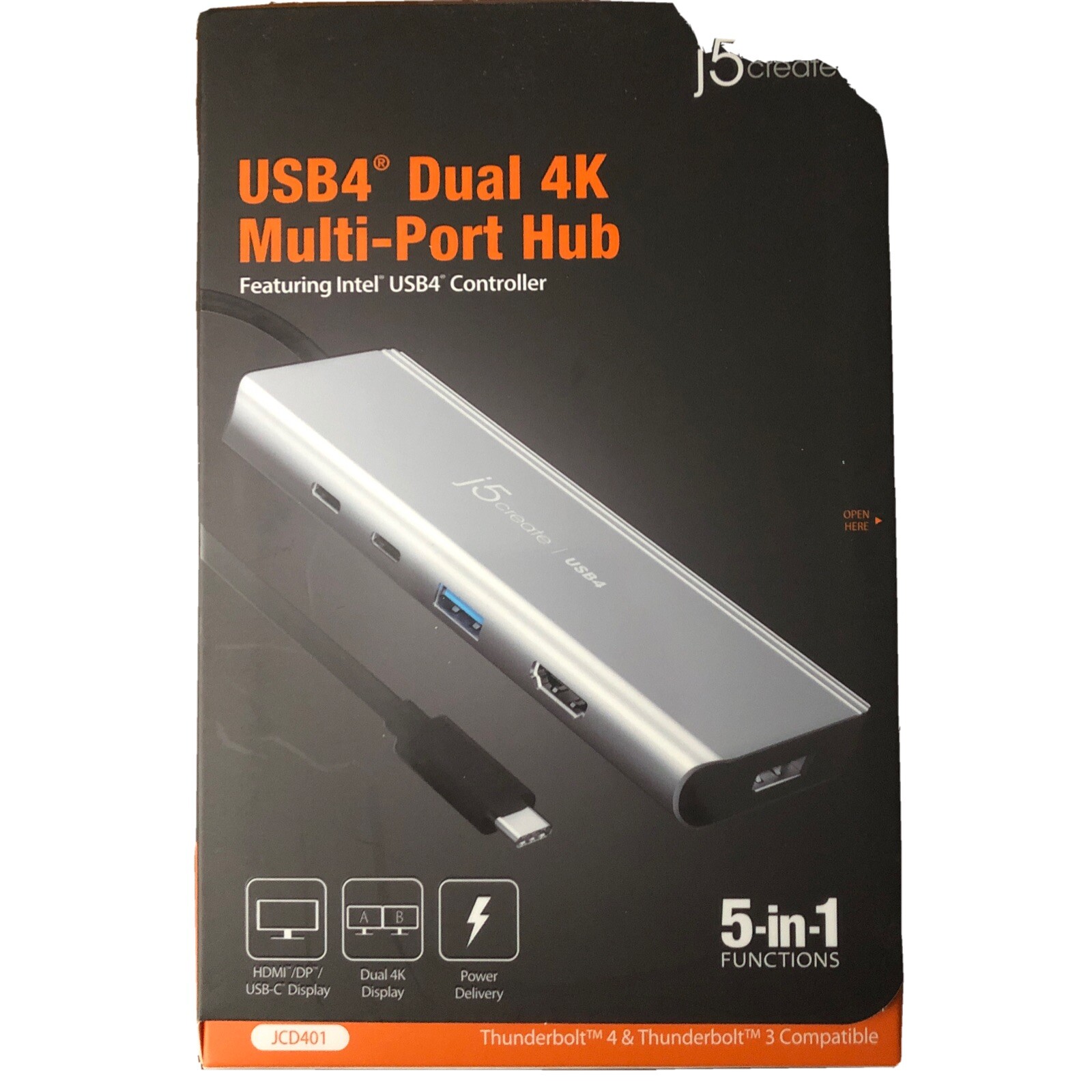 j5create+USB4+Dual+4K+Multi-Port+Hub+5-in-1+Thunderbolt+-+JCD401 for sale online | eBay