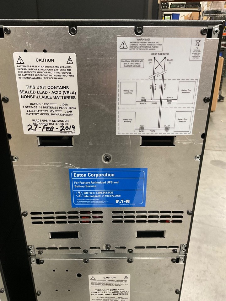 Eaton UPS SYSTEM 9355-10 10kva w/ Extended Battery Module *No Batteries ...