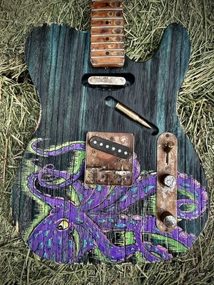 HAND PAINTED Pistols Crown Barncaster TELE GUITAR BODY ONLY PARTCASTER ...