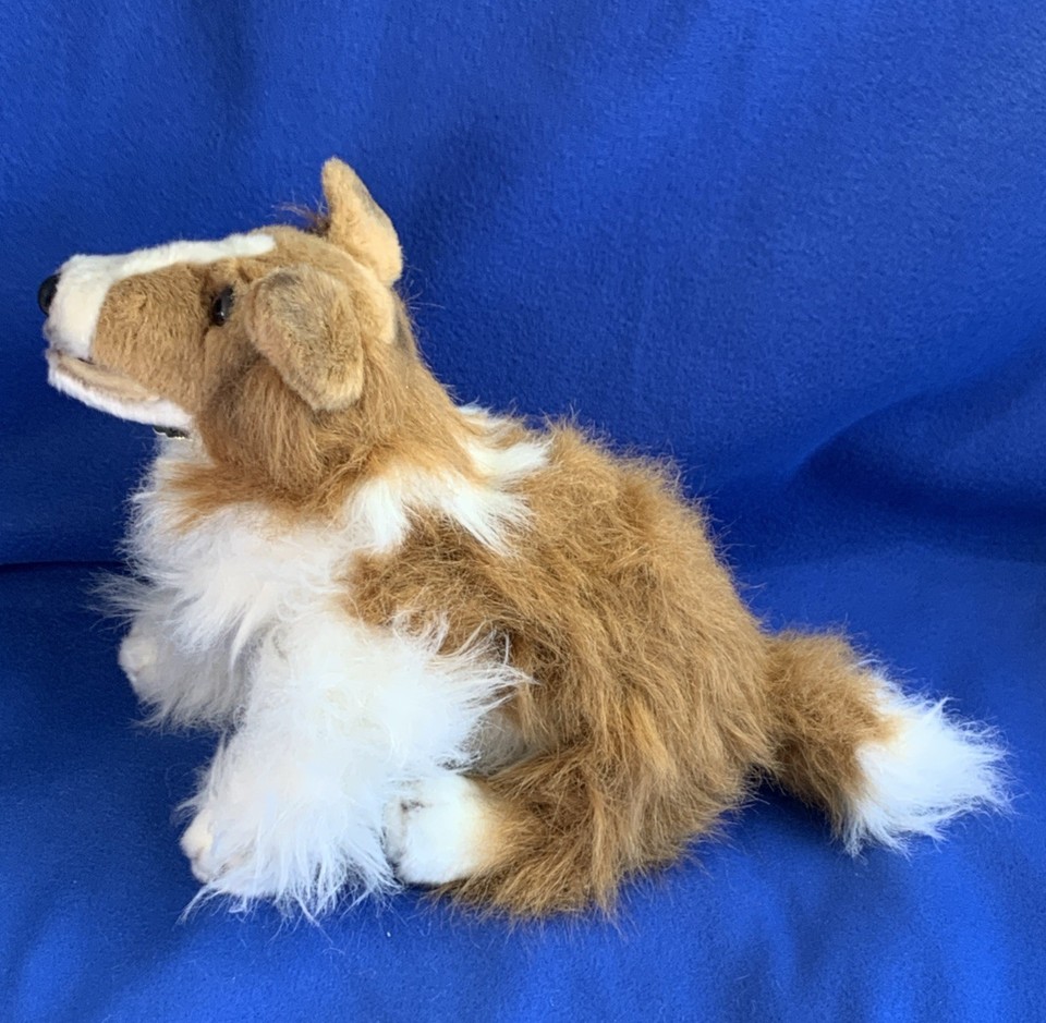 Vtg Lassie Sheltie Collie Fully Poseable Pet Plush Stuffed Realistic ...