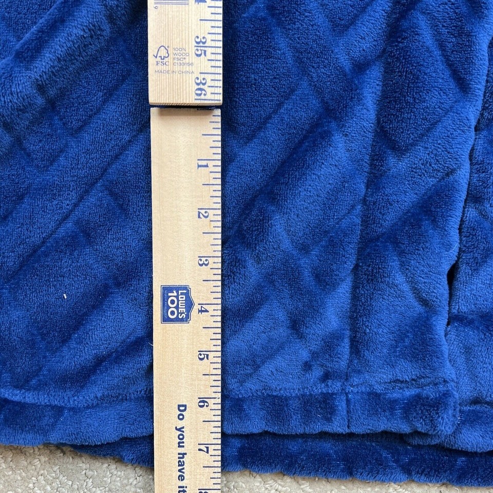 Kim Rogers Bath Robe Women Small Blue Fleece Diamond Pattern Long Slv ...