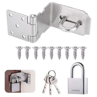 Secure Door Padlock Hasp Stainless Steel Latch for Cabinets Drawers and ...