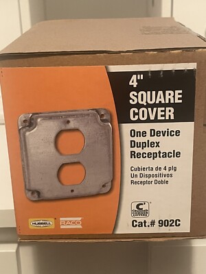 RACO Hubbell 4 Inch Square Receptacle Steel Cover 10 Piece Box New | eBay