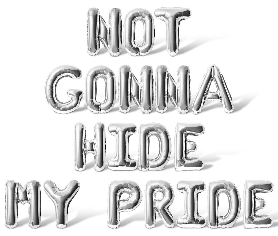 NOT GONNA HIDE MY PRIDE Letter Balloon Banner - Pride Day LGBTQ Party ...