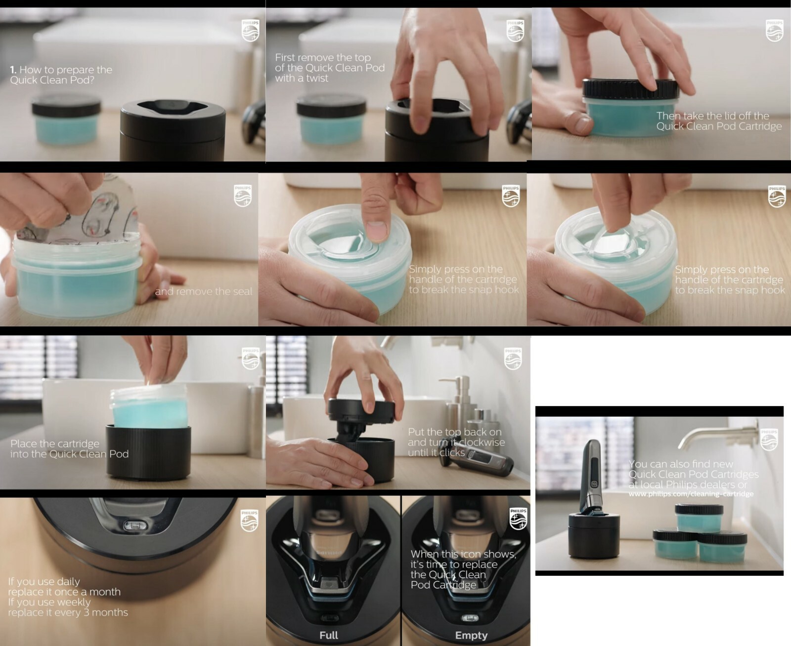 ORIGINAL Quick Cleaning Clean Pod AC52/01 For Philips Shaver Wet & Dry ...