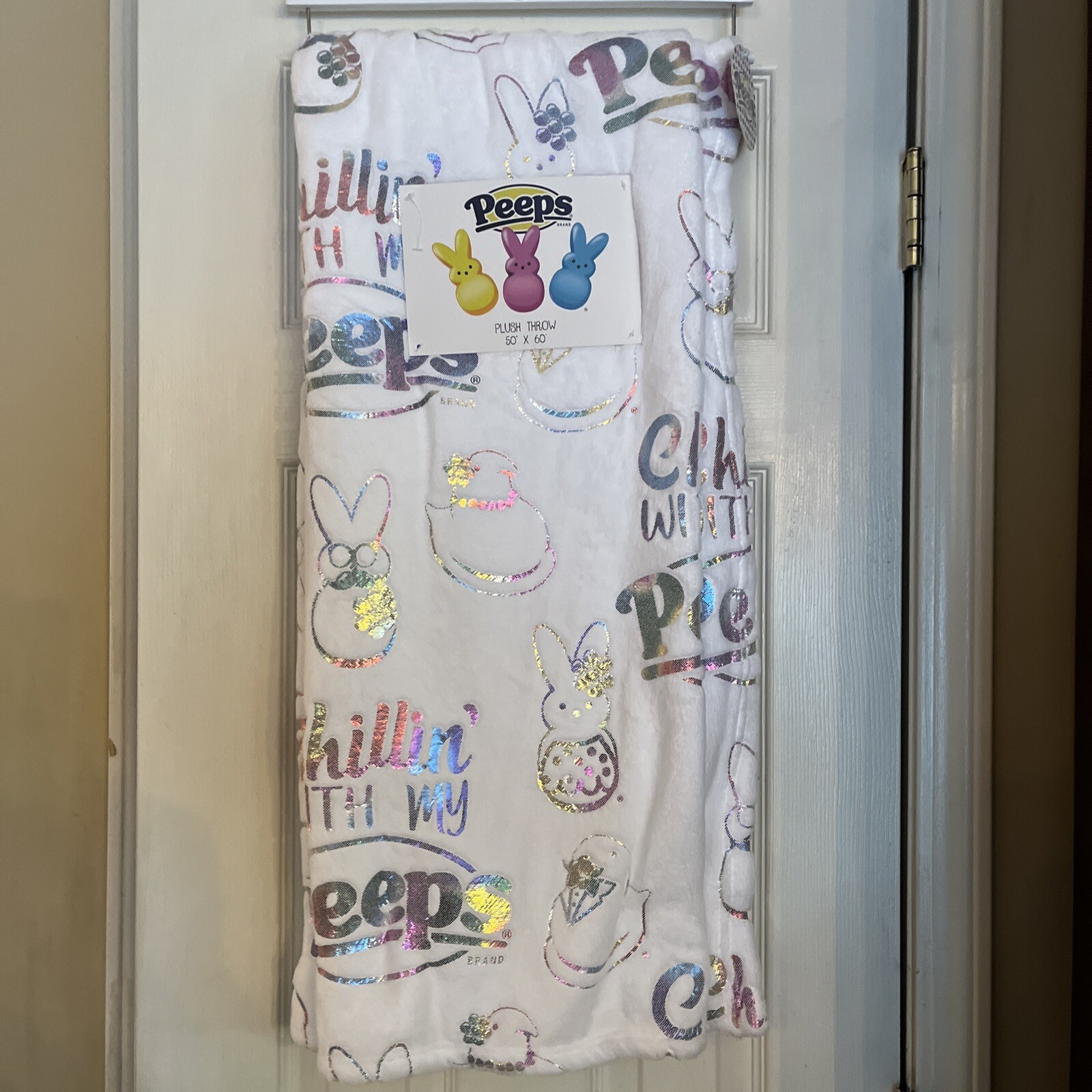 Peeps Plush Fleece Throw 50x60 CHILLIN WITH MY PEEPS Holographic- New ...