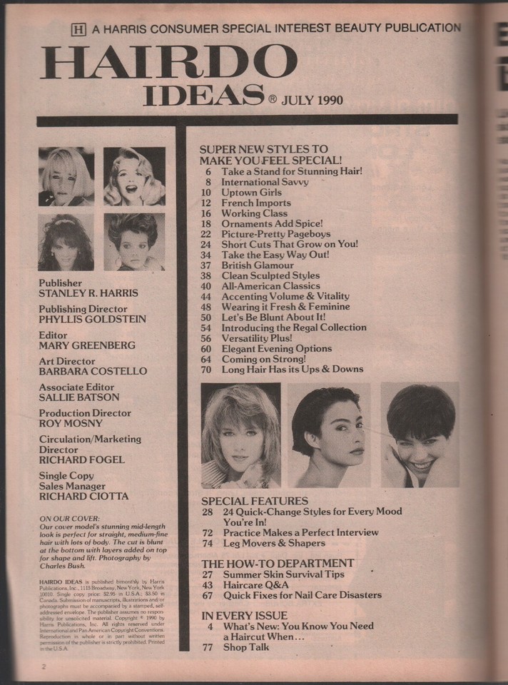 Hairdo Ideas July 1990 Vintage Hairstyle Magazine 072919AME | eBay