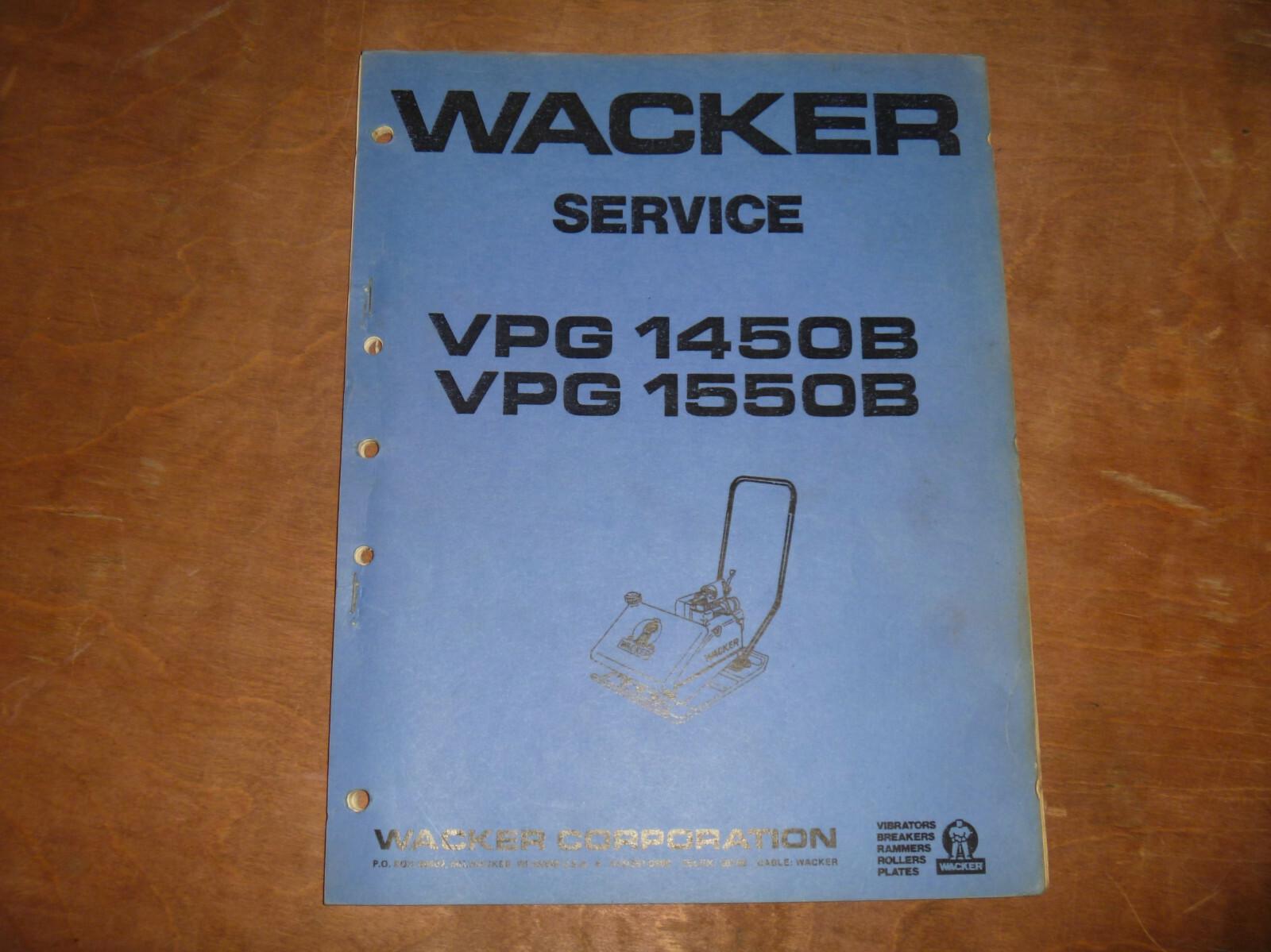 Wacker VPG 1550B Plate Compactor Shop Service Repair Parts Catalog ...