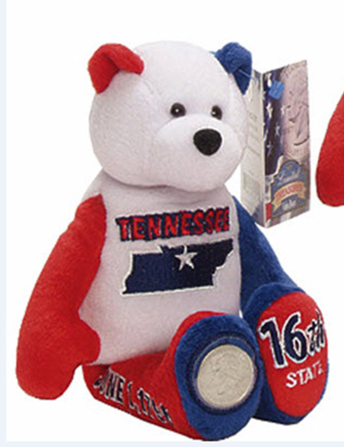 COIN BEAR #16 TENNESSEE State Quarter Collectible 9" Bear Ltd Treasure ...
