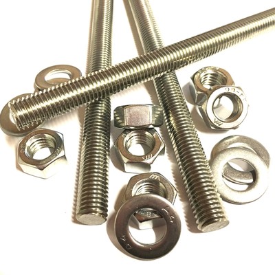 M10 A4 MARINE STAINLESS Threaded Bar + FULL NUTS + WASHERS - Rod ...