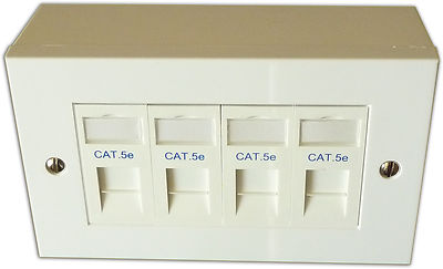 Cat5e 4 Way Data Network Outlet Kit, Faceplate, Modules, Backbox. LAN ...