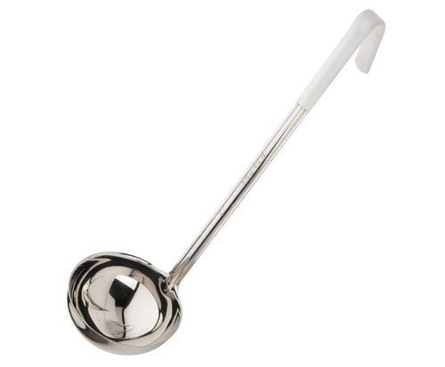 - 16 oz. One-Piece Stainless Steel Ladle with White Coated Handle ...