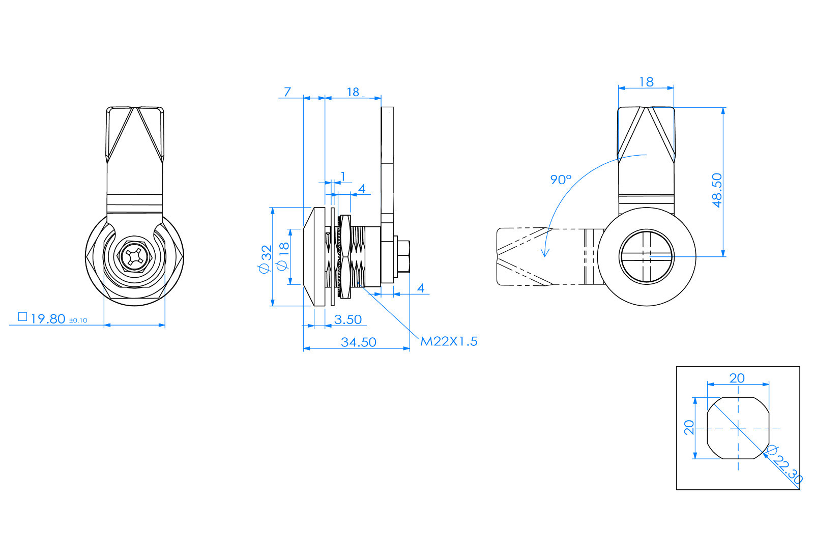 Keyless Slotted Quarter Turn Latch Cam Lock Tool Operate Coin Operate ...