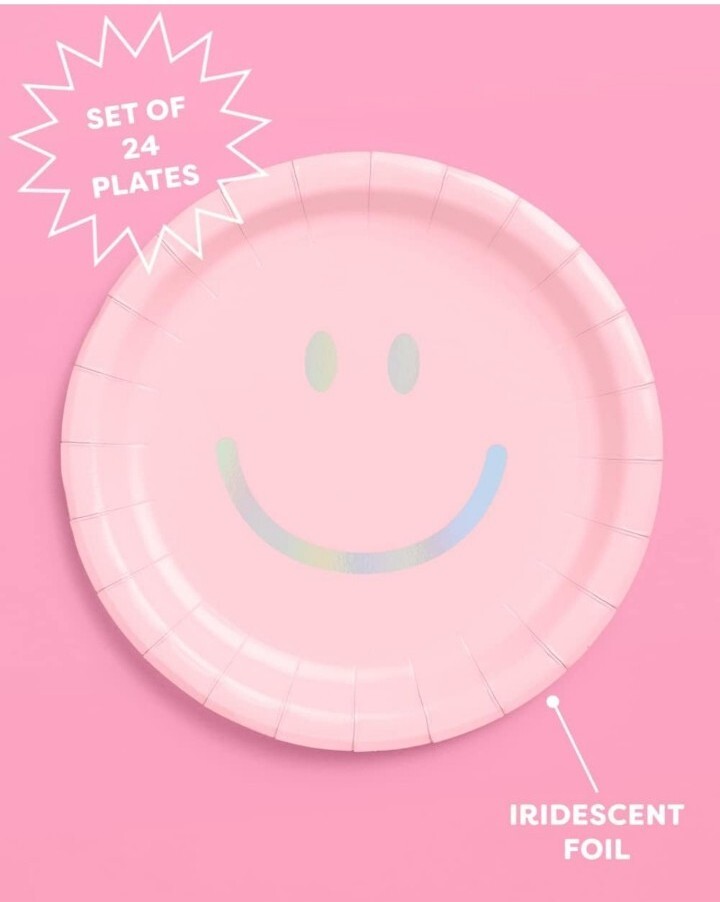 Fetti Smiley Paper Plates - 24 pk, 9" | Happy Pastel Birthday Party ...