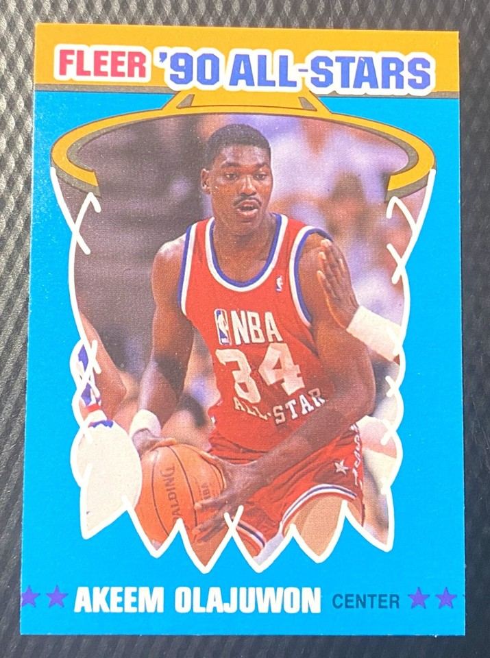 1990 AKEEM "HAKEEM" OLAJUWON Fleer NBA All-Star Insert #3 Rockets HOF ...