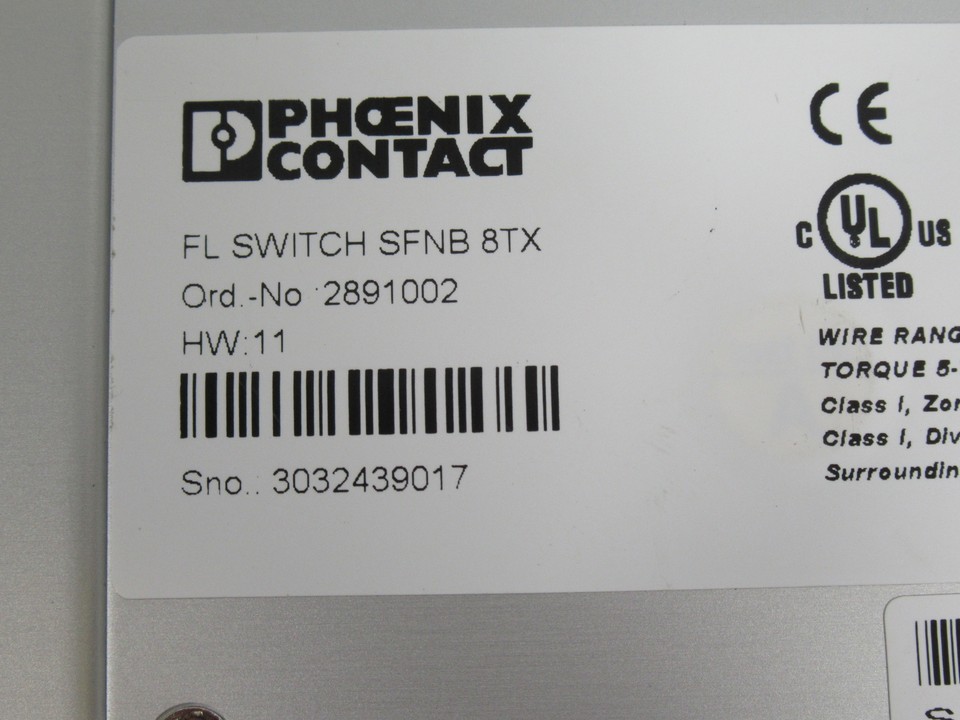 Phoenix Contact 2891002 Industrial Ethernet Switch 8 Port TP RJ45 USED ...