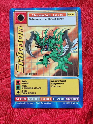 Bandai Digimon Trading Card Series 1 Snimon Bo-25 1st Edition | eBay