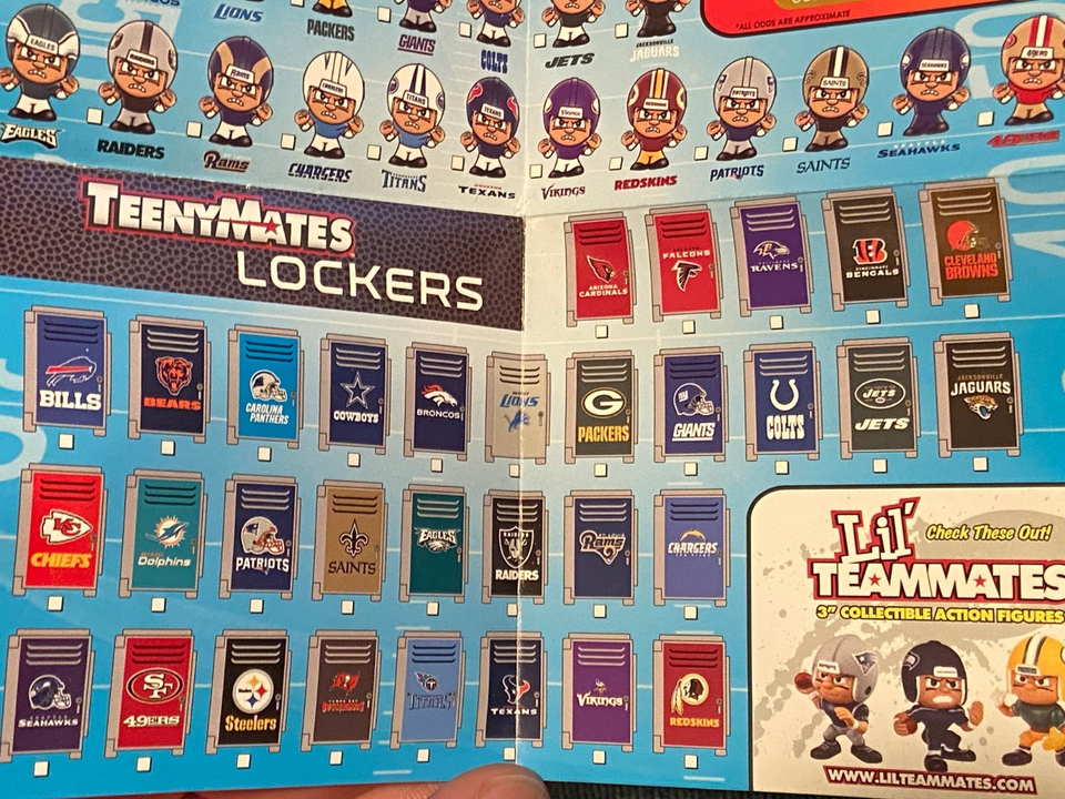 NFL Teenymates Locker Stickers Only Redskins/Bills/Steelers NO Lockers ...