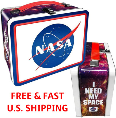 NASA LUNCH BOX Embossed Logo Tin Fun Box Gen. 2 Aquarius OFFICIALLY ...