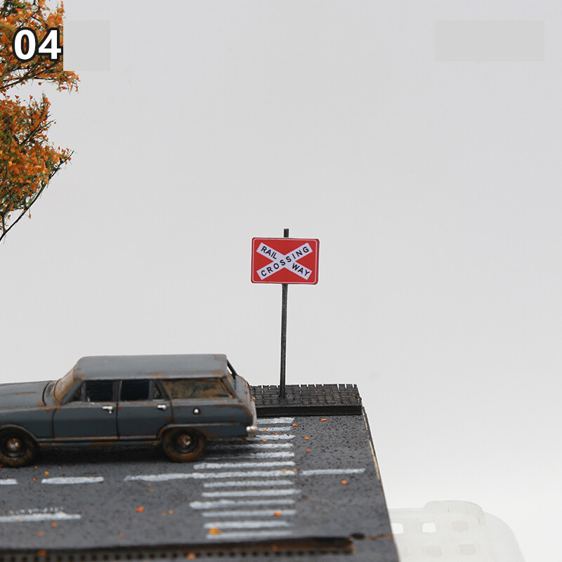 Diorama 1:64/72 Road Sign Model City Railroad Parking Layout Scene ...