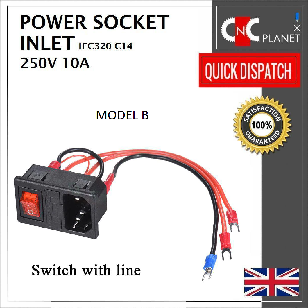 3 Pin IEC320 C14 Inlet Module Plug Fuse Switch Power Socket 10A 250V 3D ...